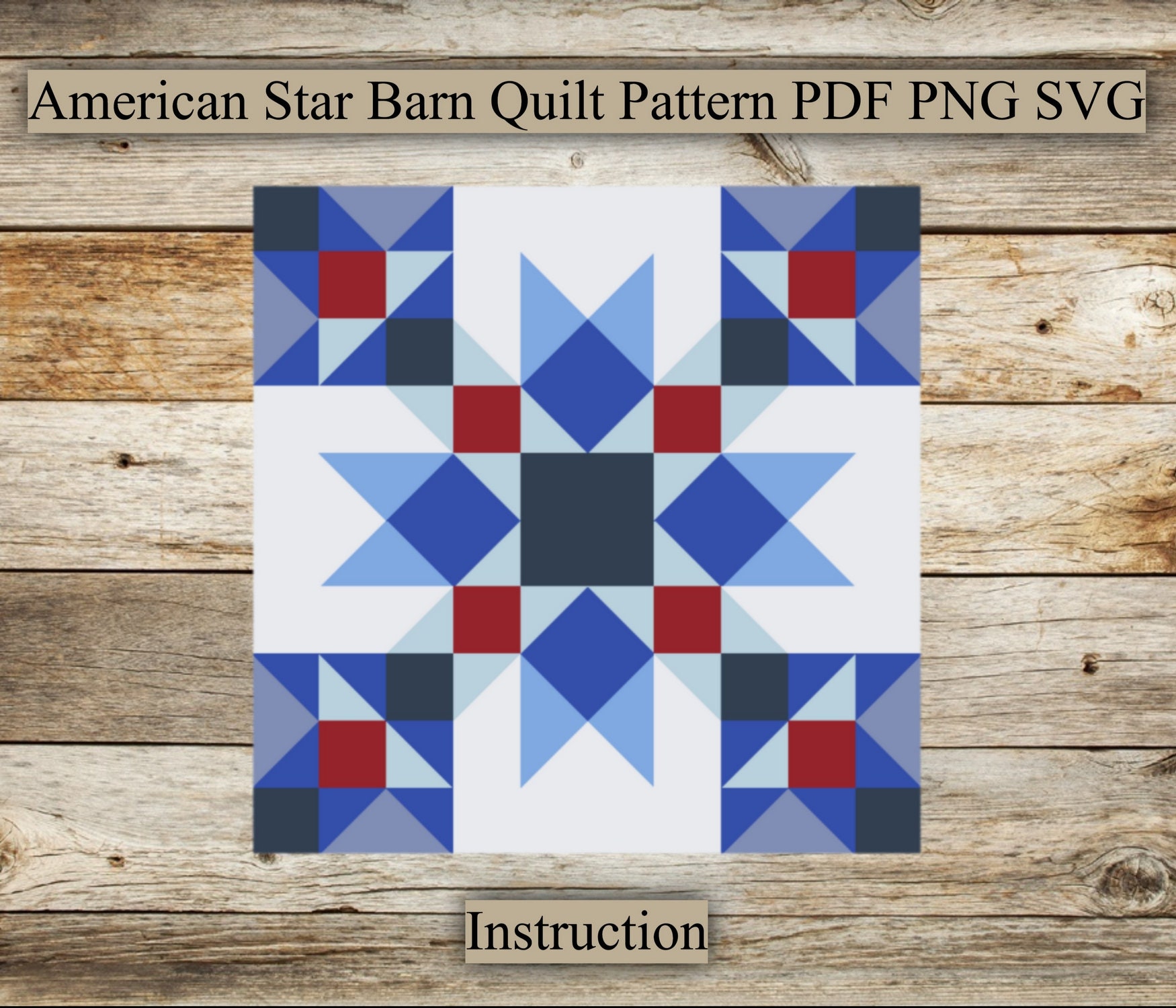 American Star, Barn Quilt Pattern, Laser Cut File,pattern for Farmhouse ...