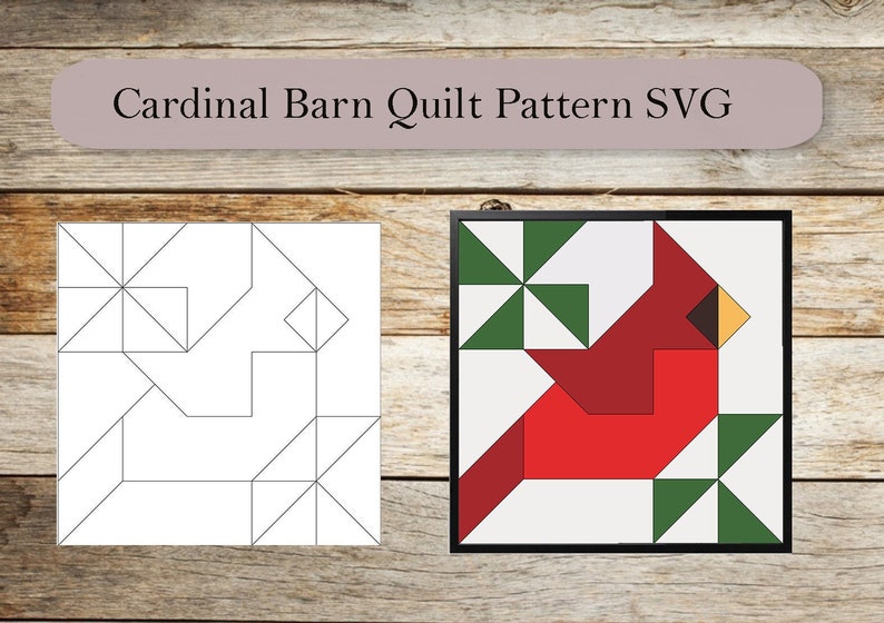 Cardinal Barn Quilt Pattern SVG PNG Digital Download - Etsy