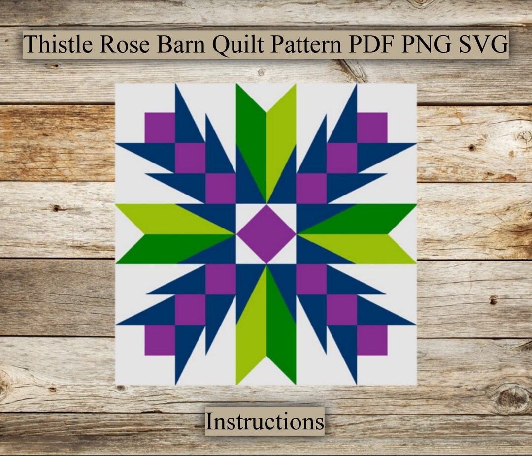 Thistle Rose, Barn Quilt Pattern, PDF Instruction for Drawing, SVG for ...