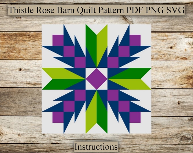 Digital PDF Quilt Block Pattern|thistle Rose Quilt Block Pattern|modern ...