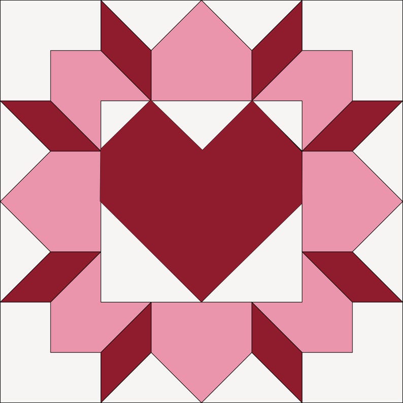 Heart, Barn Quilt Pattern, PDF Instruction for Drawing, SVG for Laser ...