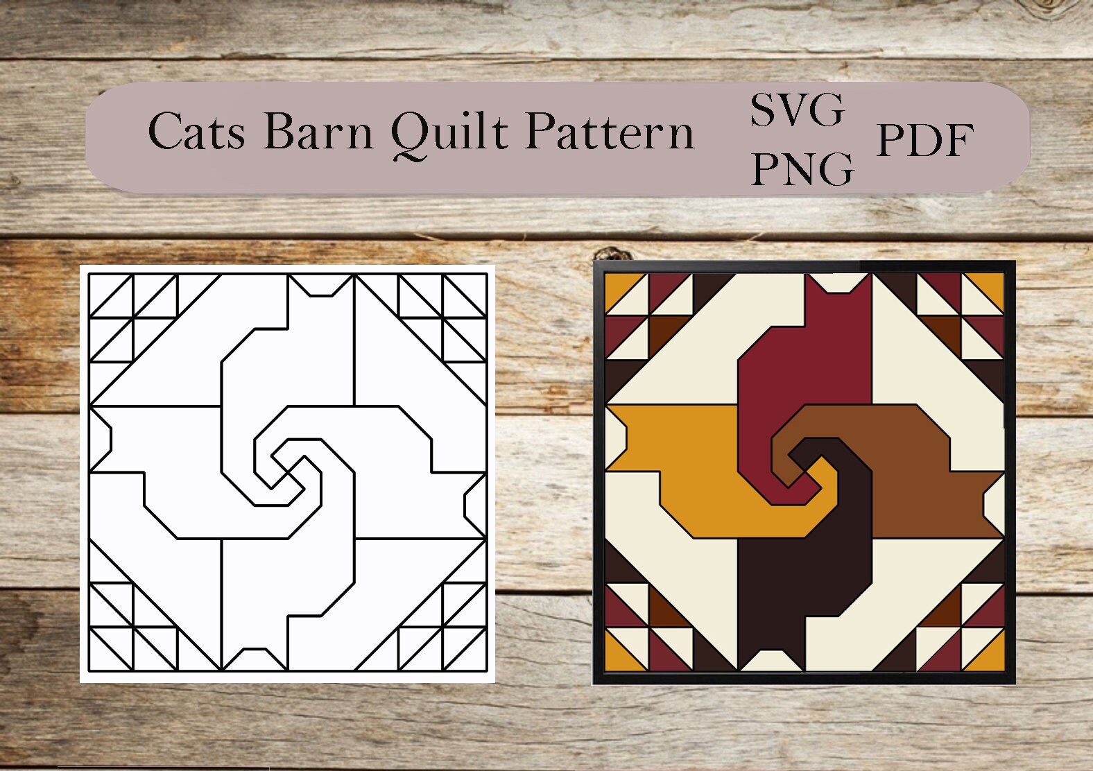 Cats Barn Quilt Pattern SVG PNG PDF Digital Download - Etsy