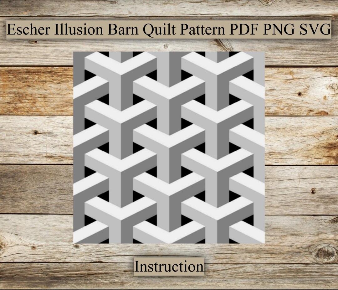 Optical Illusion Escher, Barn Quilt Pattern, Wood Barn Quilt ...