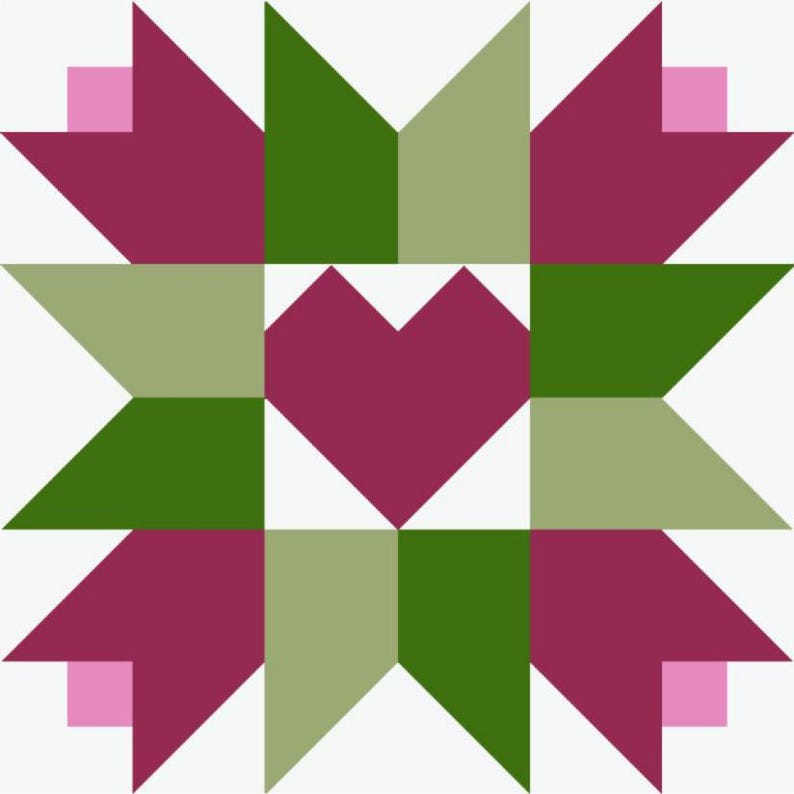 Tulips & Heart, Barn Quilt Pattern, PDF Instruction for Drawing, SVG ...