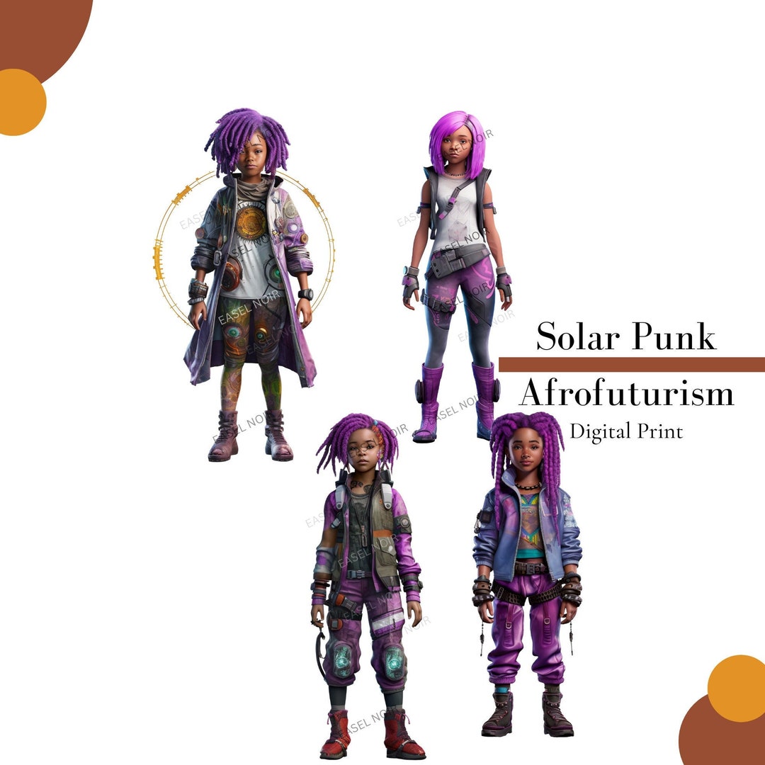 Afrofuturism Cyberpunk Steampunk Girls Futuristic Art Digital Art PNG ...