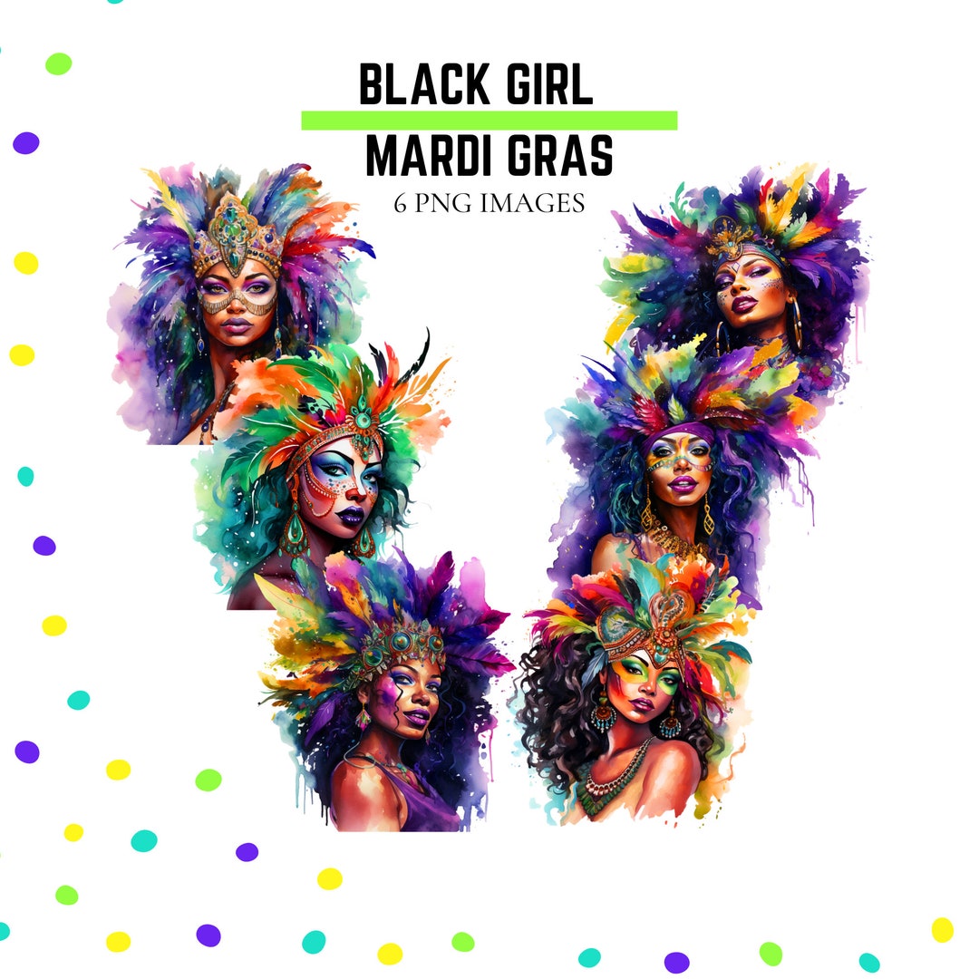 Black Woman Madri Gras Carnival Clipart Clipart Fat Tuesday Clipart PNG ...