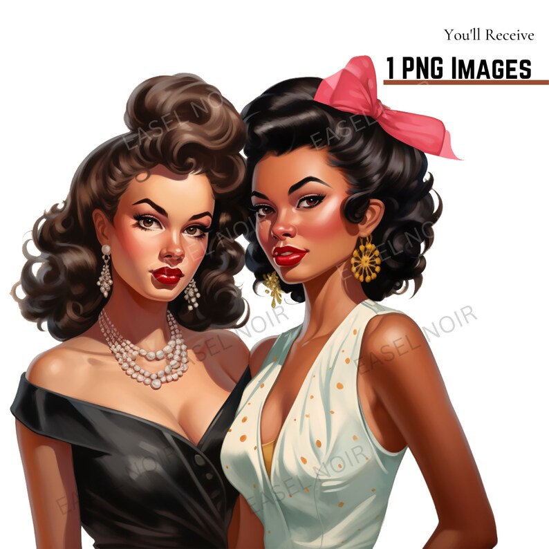 1950s Pin up | Black Girl | Afro Latina | Digital Art | PNG | Black Art ...