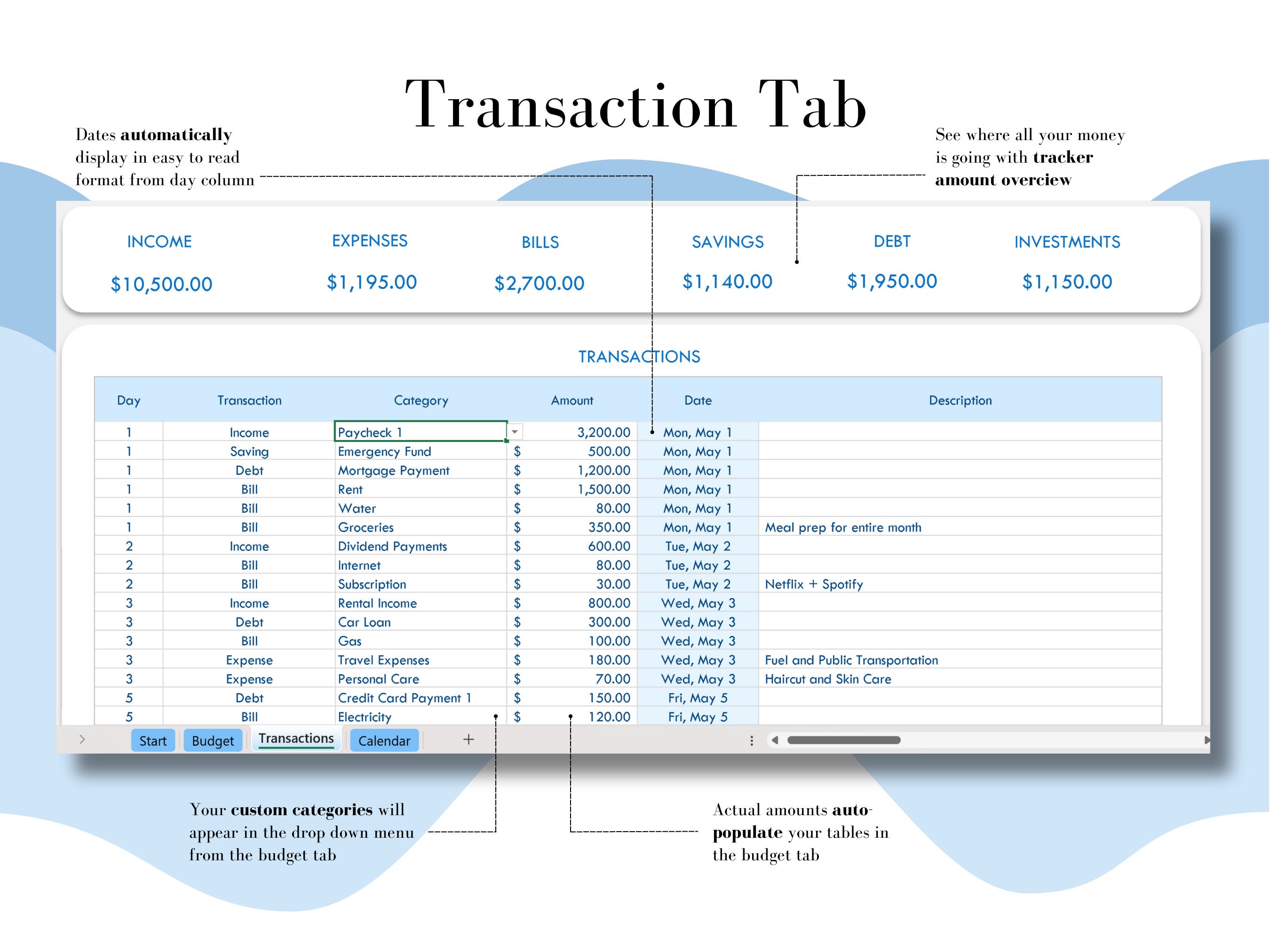 Monthly Budget Excel Spreadsheet Template, Budget Planner, Budget ...