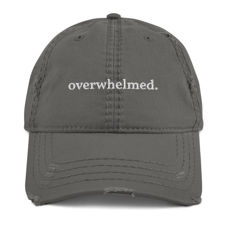 Overwhelmed. Distressed Ball Cap - Etsy