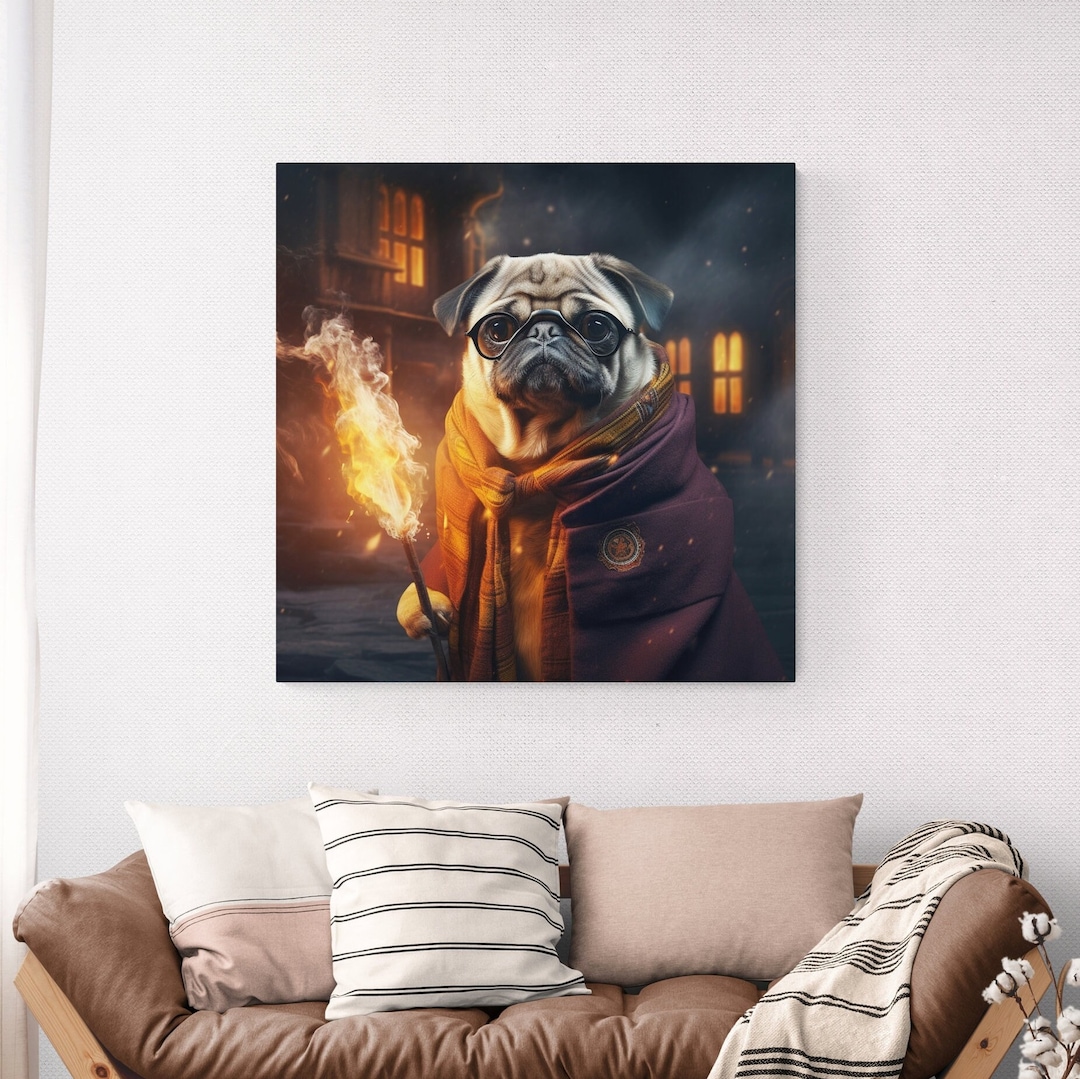 Wizard Pug Wall Art Canvas, Abstract Canvas Print, Abstract Artwork ...