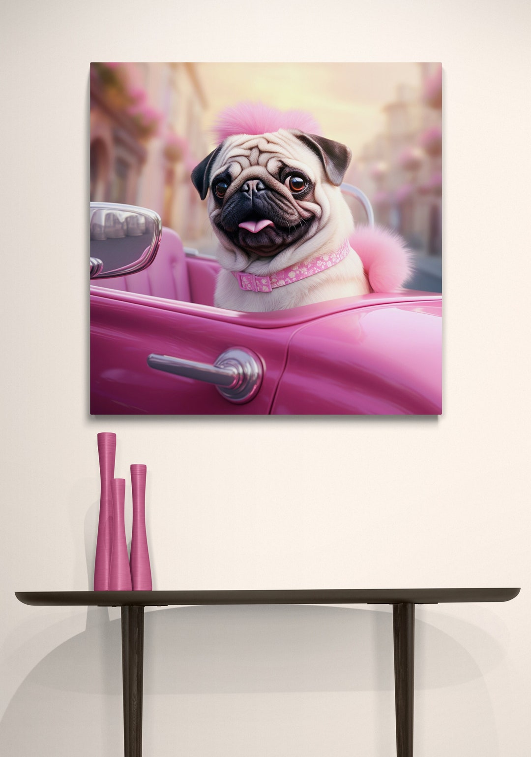 Barbie Pug Wall Art Canvas, Abstract Canvas Print, Abstract Artwork ...