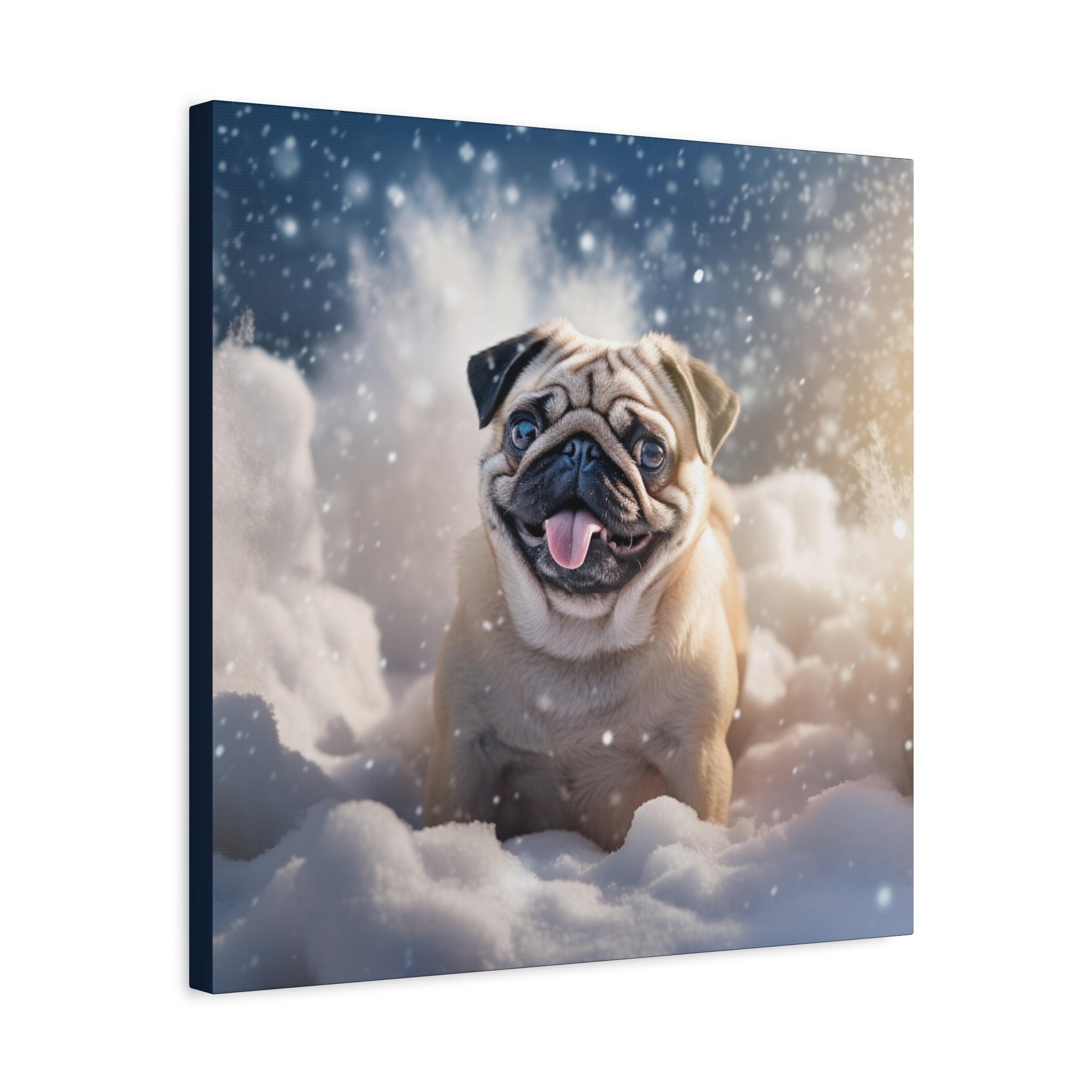 Winter Snow Pug Wall Art Matte Canvas,cute Pug Abstract Canvas Print ...