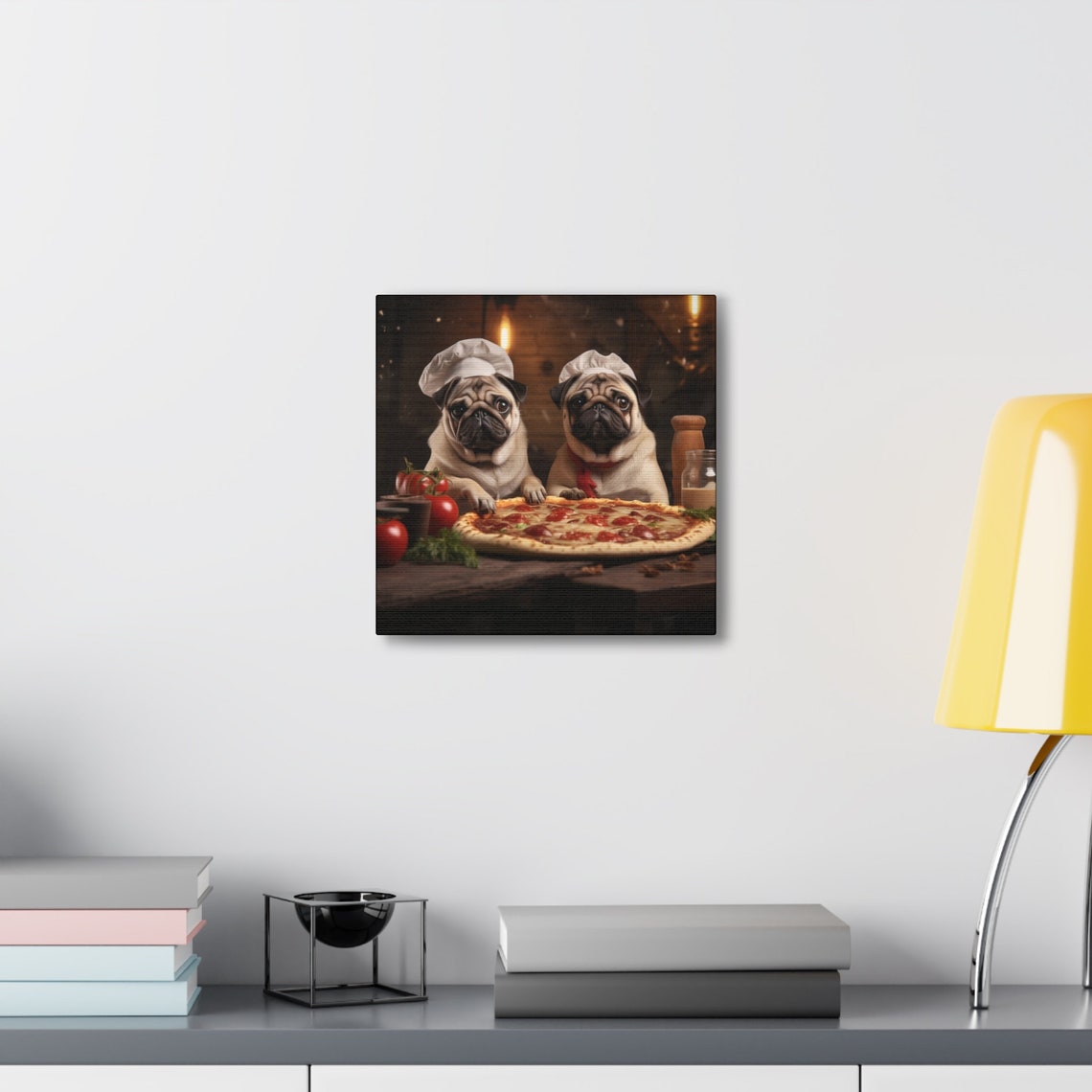 Pizzaiolo Pugs Wall Art Canvas, Abstract Canvas Print, Abstract Artwork ...