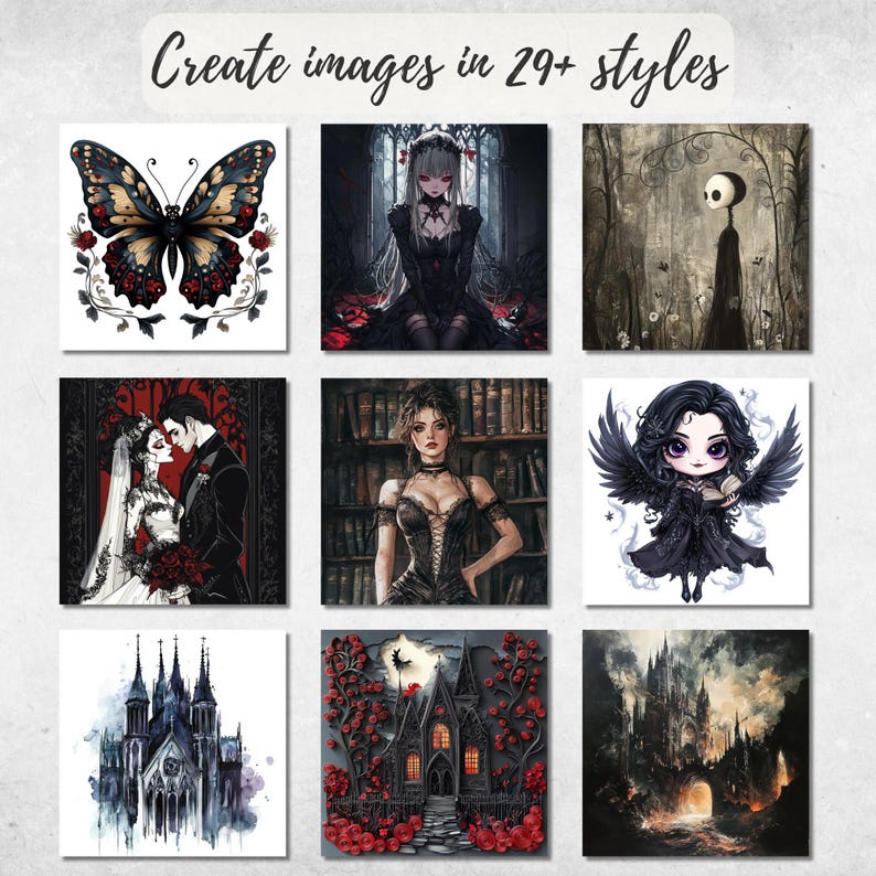 Gothic Prompt Builder PRO Midjourney Prompt Guide AI Art Create Dark ...