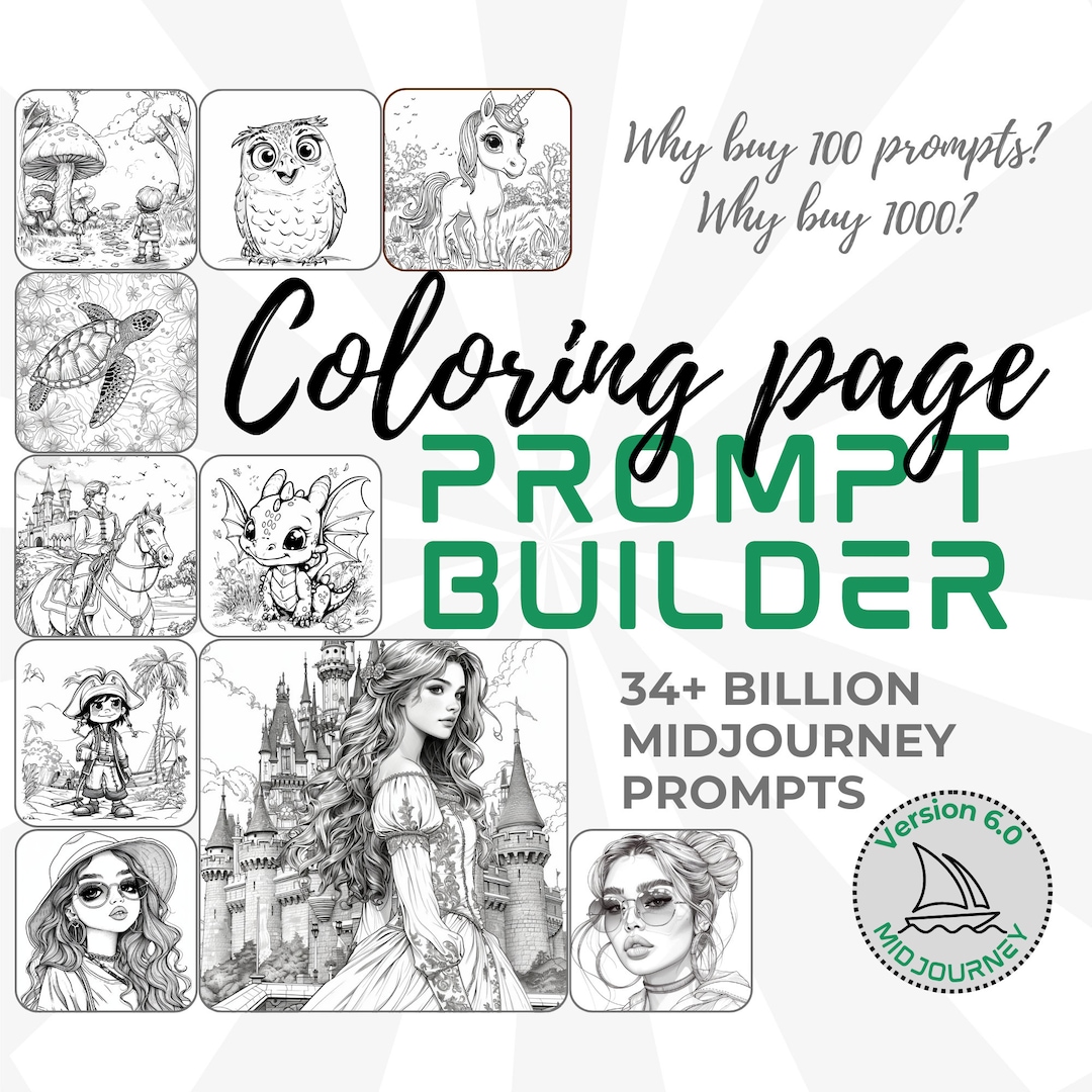 Coloring Page Prompt Builder Midjourney Prompt Coloring Page for Kid ...