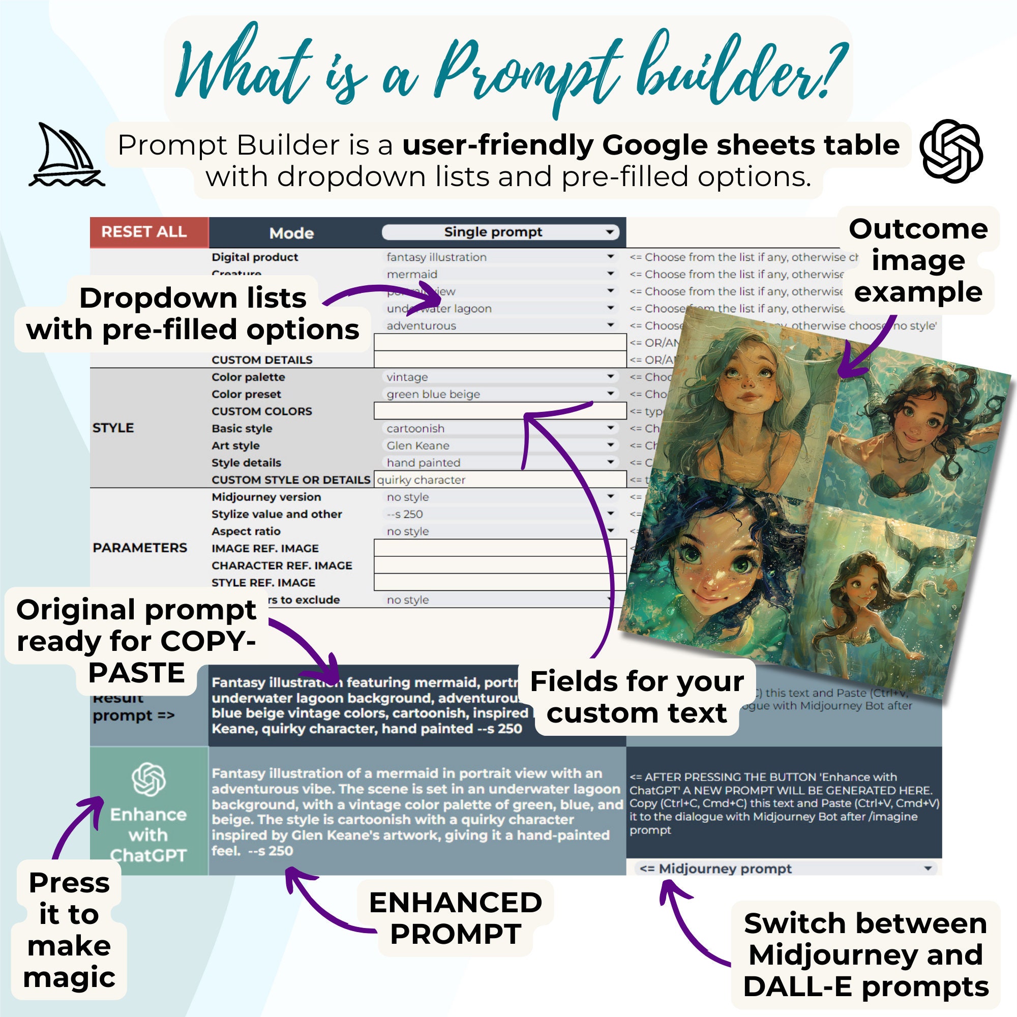 Fantasy Prompt Builder PRO Midjourney Prompt Generator Learn Ai Dall-e ...