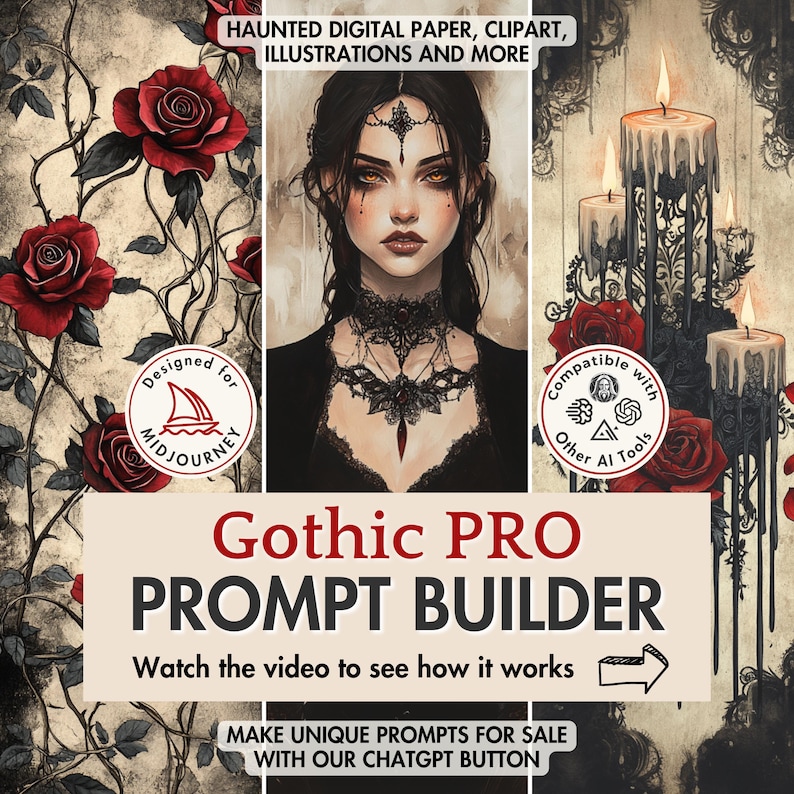 Gothic Prompt Builder PRO Midjourney Prompt Guide AI Art Create Dark ...