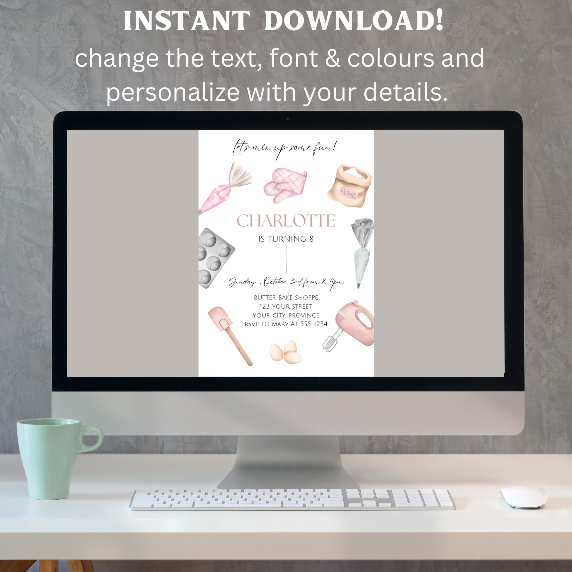 Baking Birthday Invitation - Cooking Party - Cake Cookies Cupcakes ...