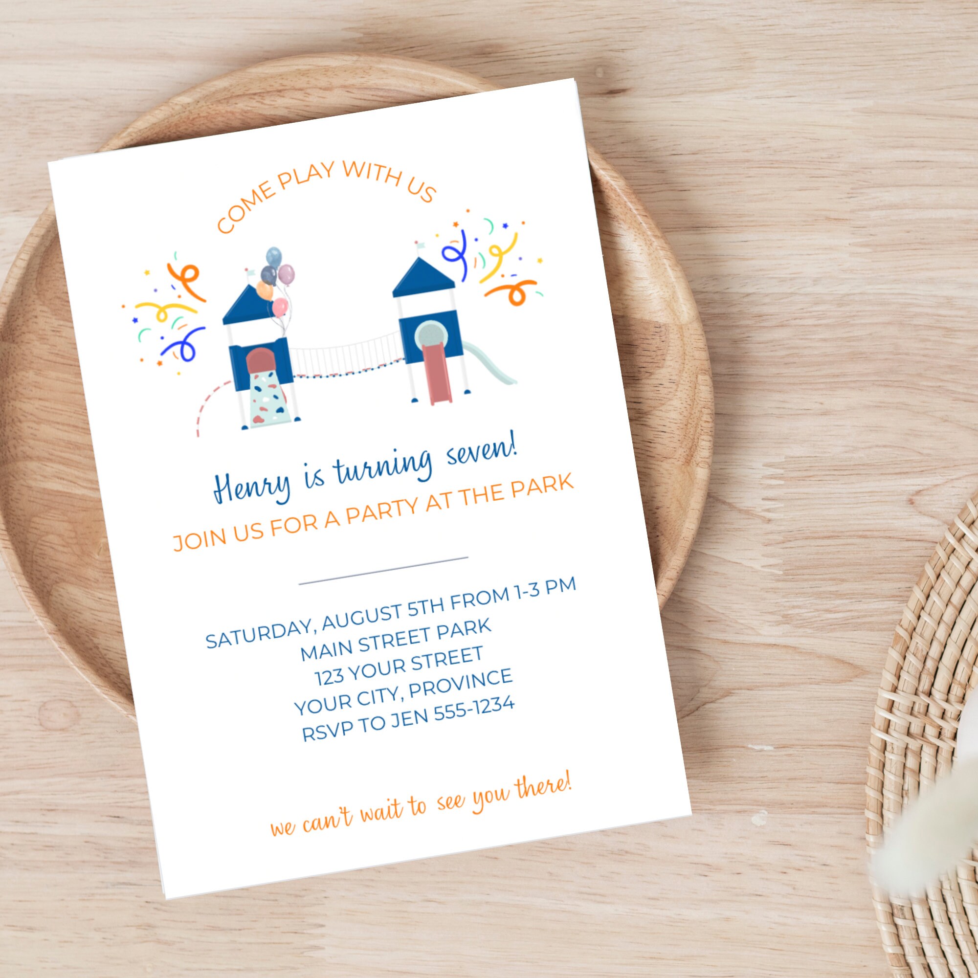 Playground Birthday Invitation - Park Birthday Invitation - Play With ...