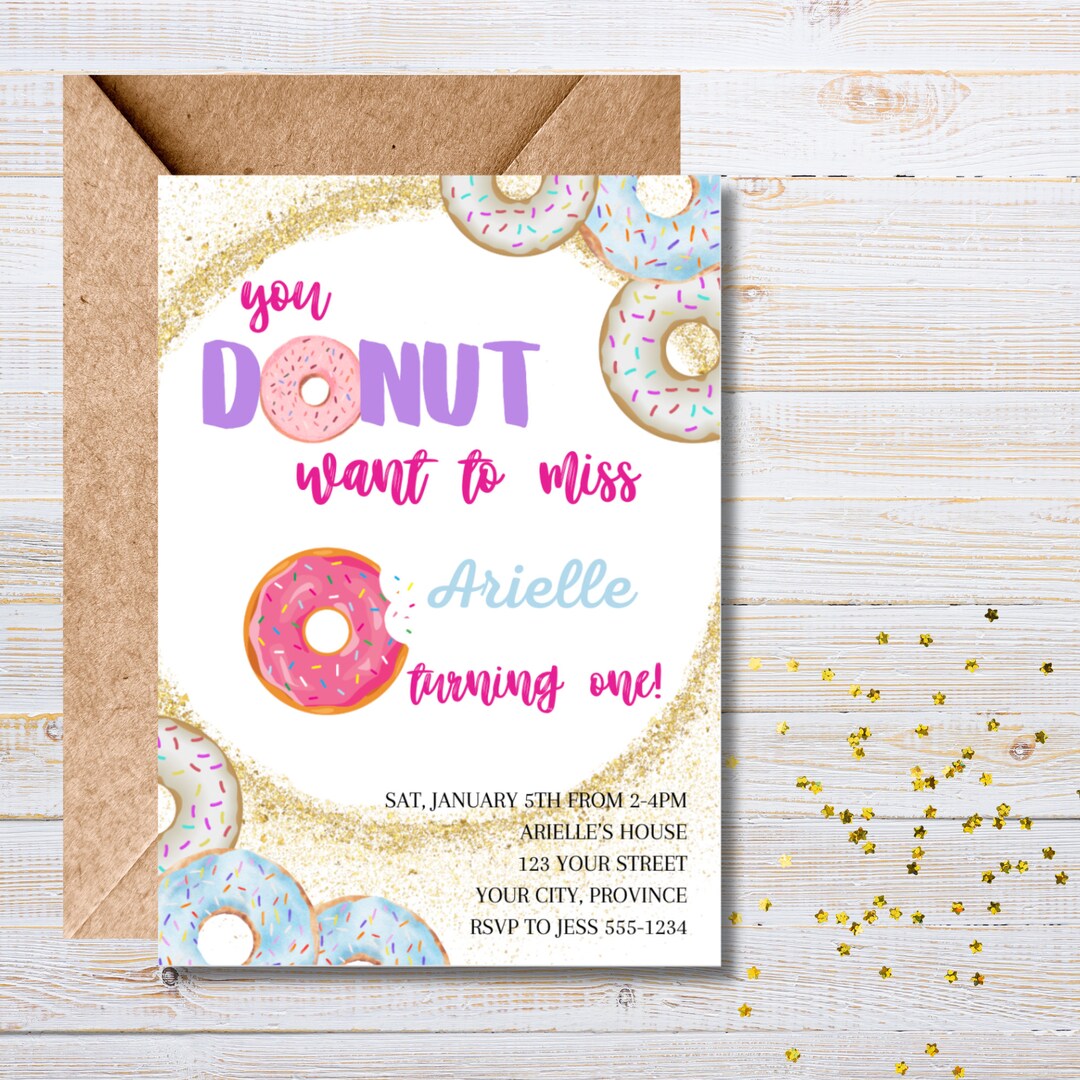 Donut Birthday Invitation - You Donut Want to Miss - Doughnut ...