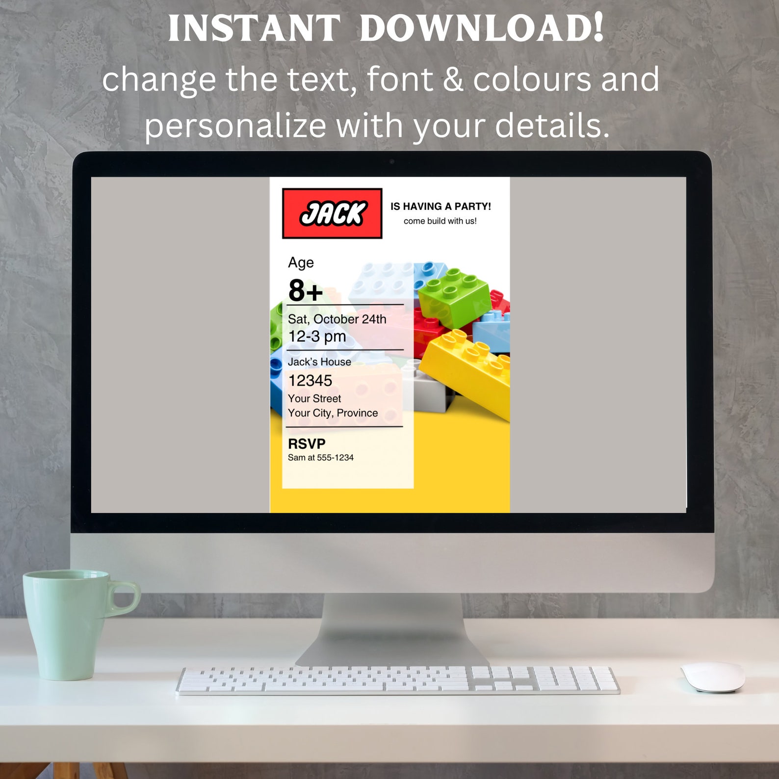 Building Blocks Birthday Invitation - Bricks Birthday Invitation ...