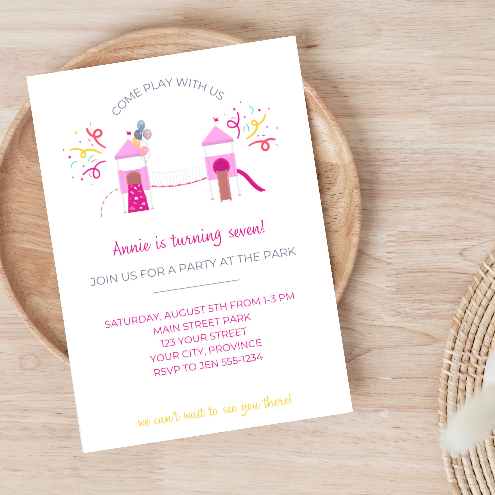 Playground Birthday Invitation - Park Birthday Invitation - Play With ...