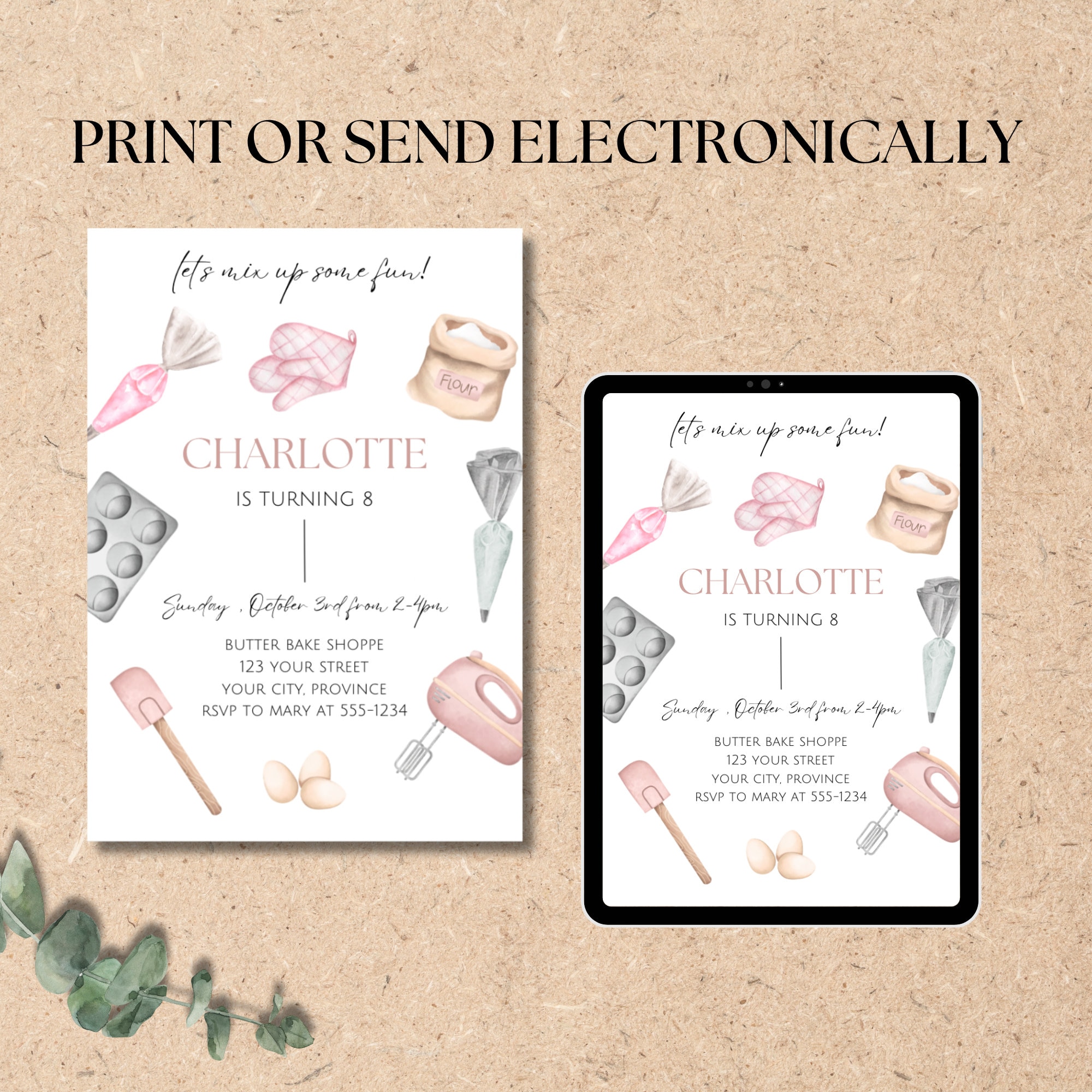 Baking Birthday Invitation - Cooking Party - Cake Cookies Cupcakes ...