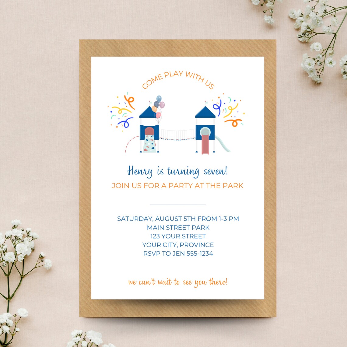 Playground Birthday Invitation - Park Birthday Invitation - Play With ...