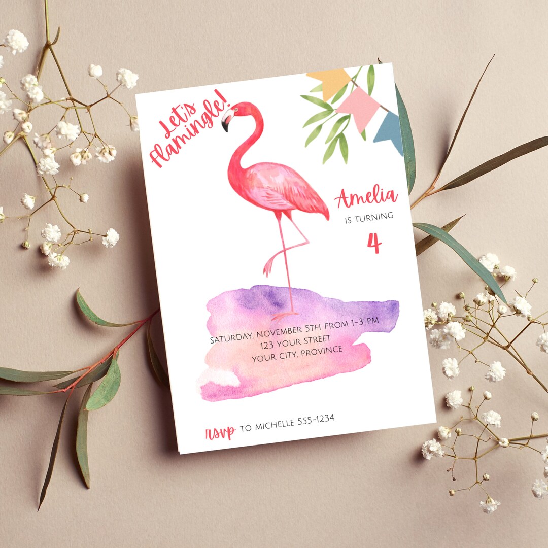 Flamingo Birthday Invitation - Pink Flamingo - Let's Flamingle ...