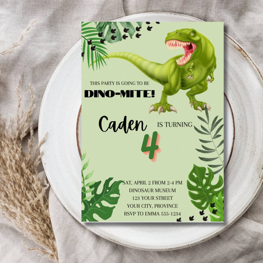 Dinosaur Birthday Invitation - T-rex Invitation - Dino-mite Party ...
