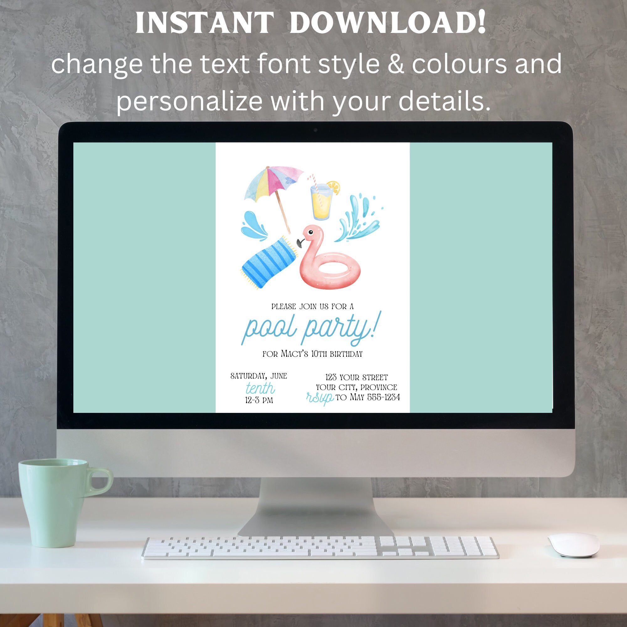 Pool Party Birthday Invitation - Swimming Party - Swim - Flamingo ...
