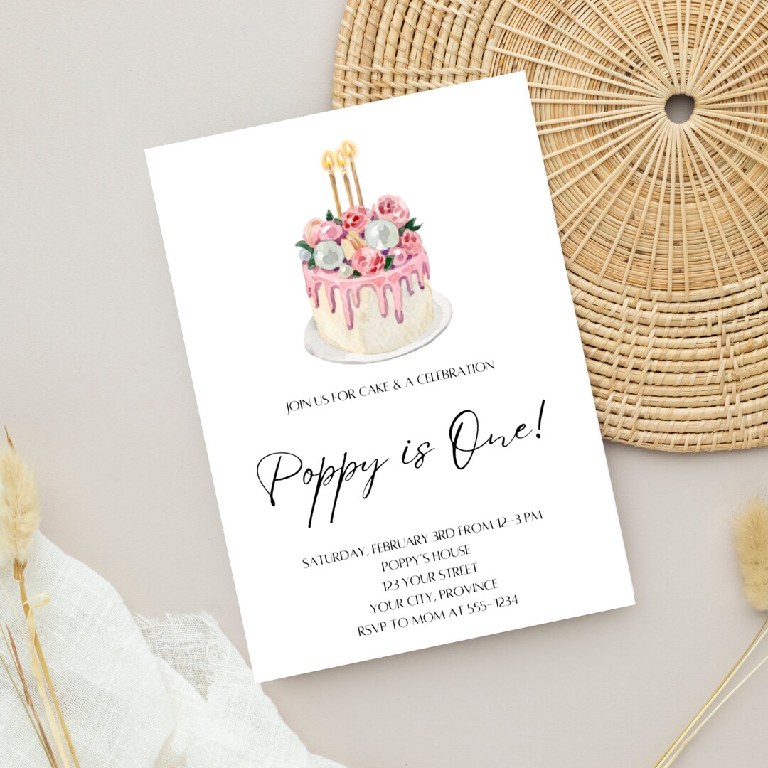 Cake Invitation Minimalist - Birthday Cake Invite - Baking Birthday ...