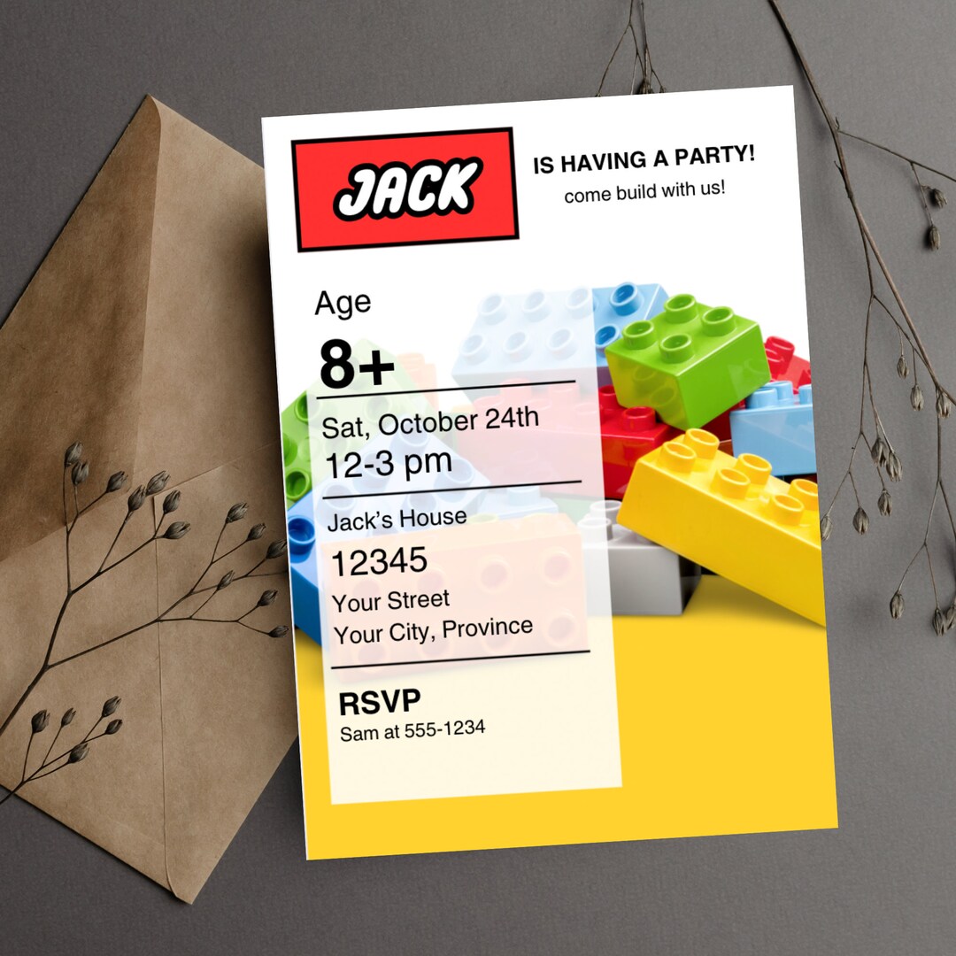 Building Blocks Birthday Invitation Bricks Birthday Invitation Blocks ...