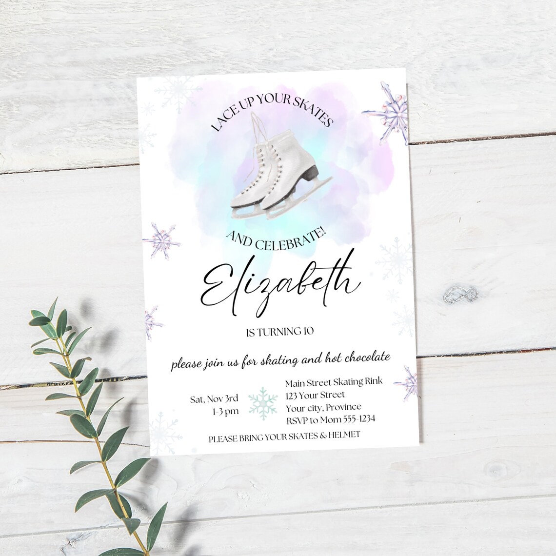 Ice Skating Birthday Invitation - Skate Party Invitation - Lace up Your ...