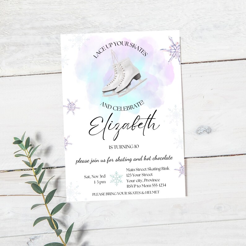 Ice Skating Birthday Invitation - Skate Party Invitation - Lace up Your ...