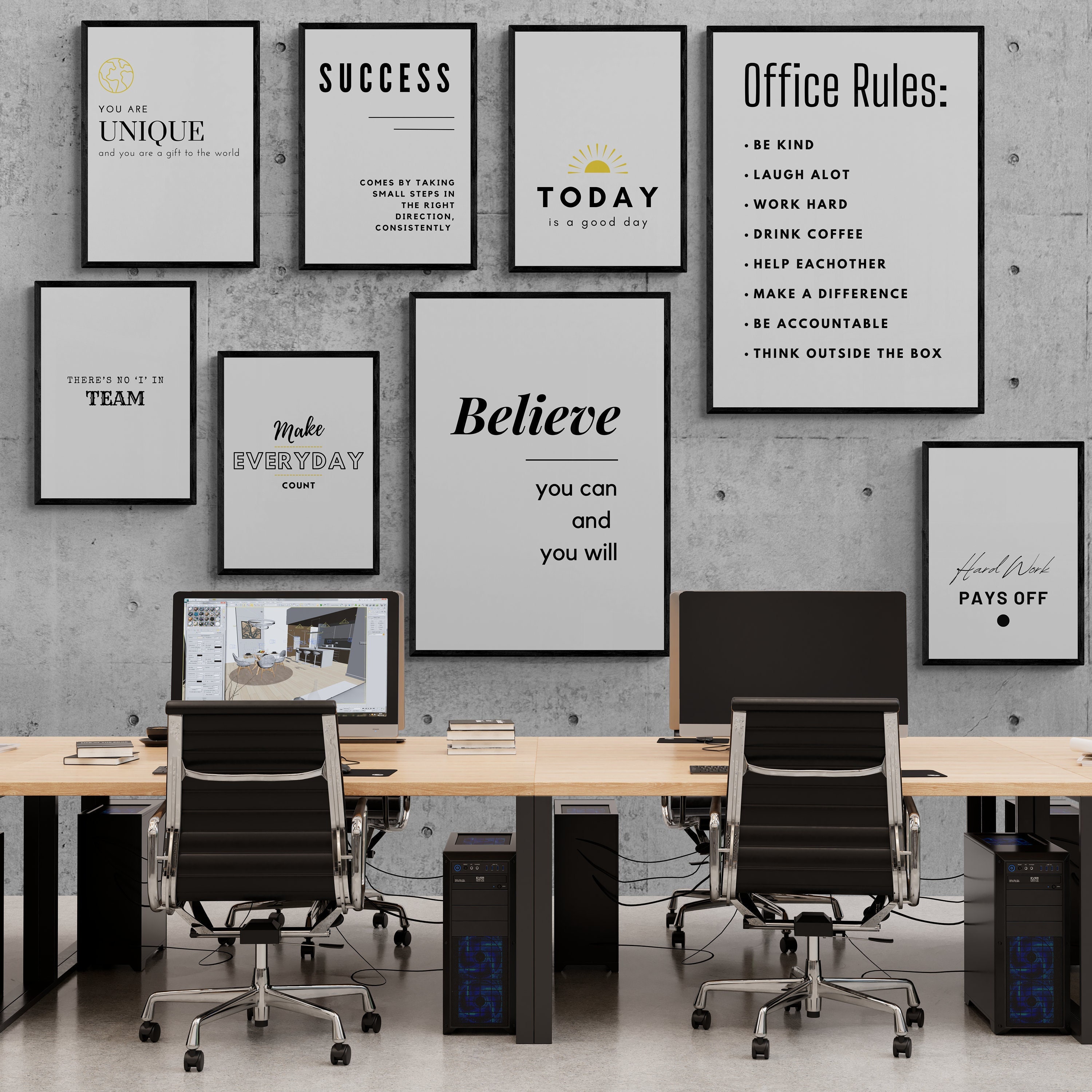 Team Office Decor, Set of 6 PRINTABLES, Motivational, Inspirational ...