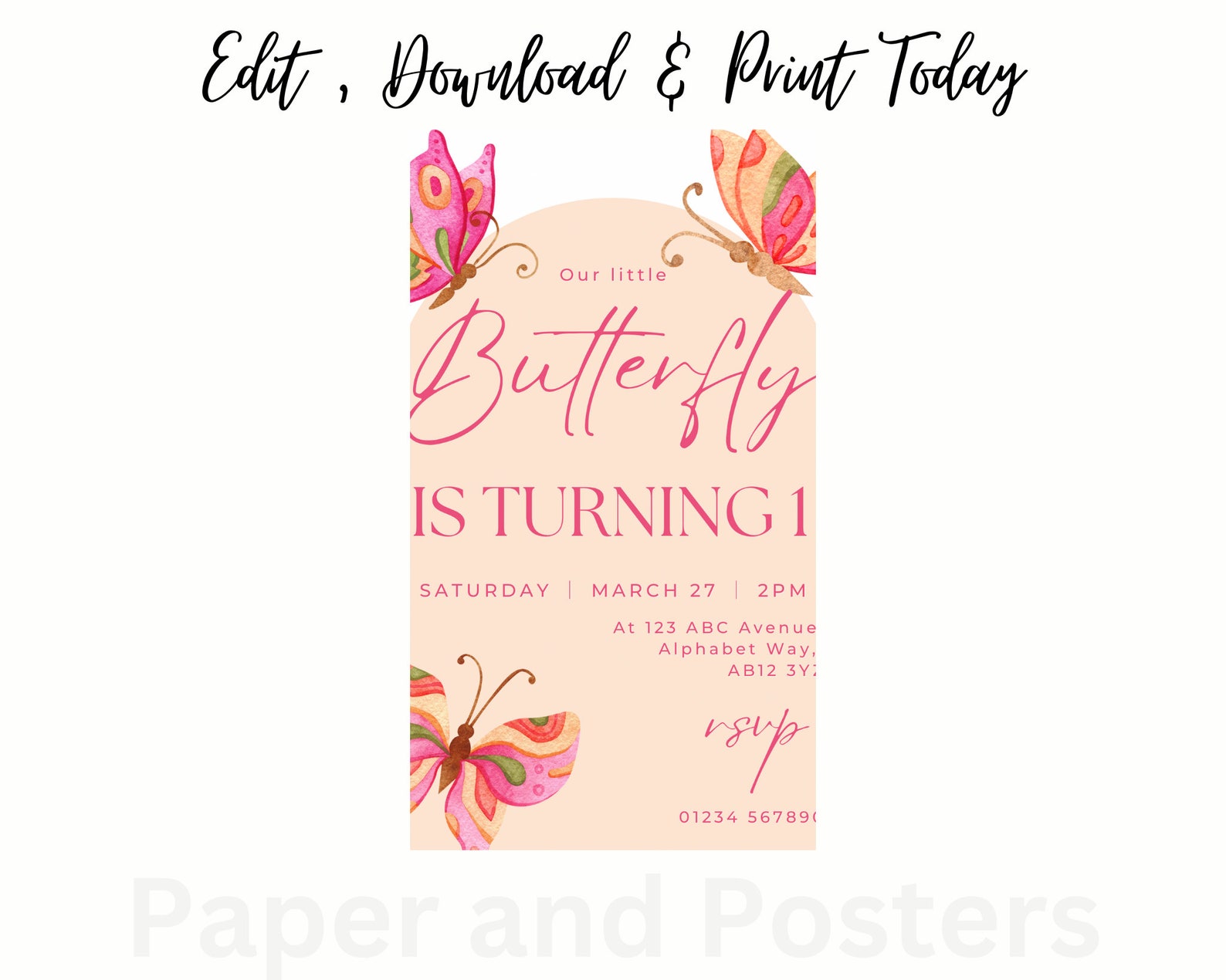 Butterfly Birthday Party Invitation - Etsy
