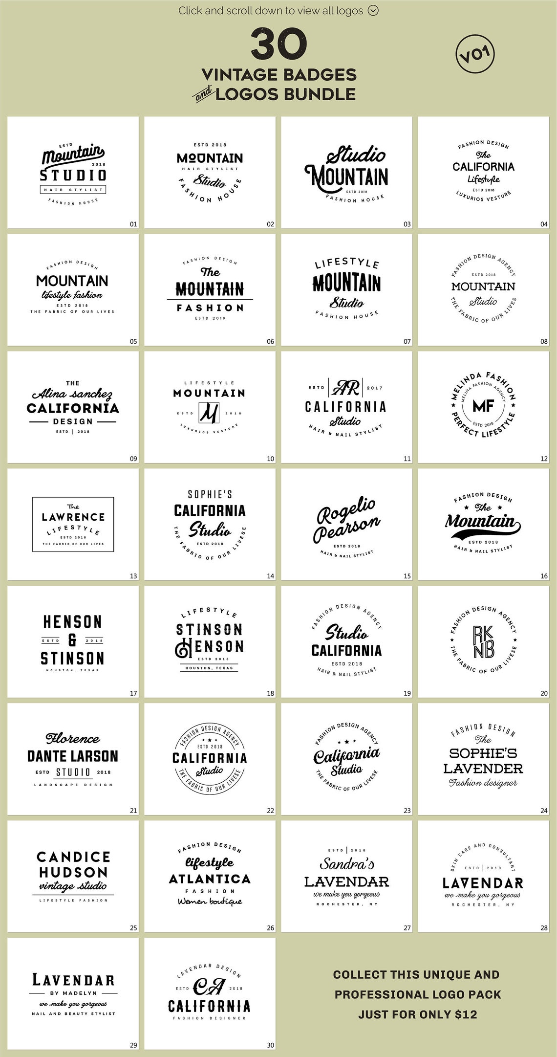 30 Vintage Badges Logos Bundle V01 - Etsy Canada