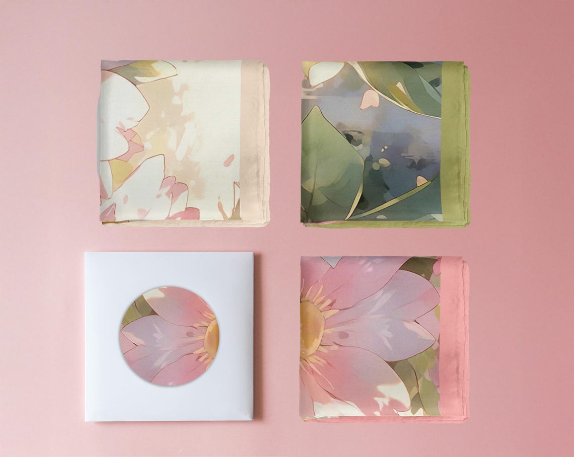 Pastel Floral Satin Bandana Wedding Favors: Elegant Guest Keepsake - Etsy