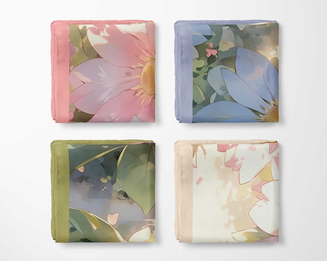 Pastel Floral Satin Bandana Wedding Favors: Elegant Guest Keepsake - Etsy