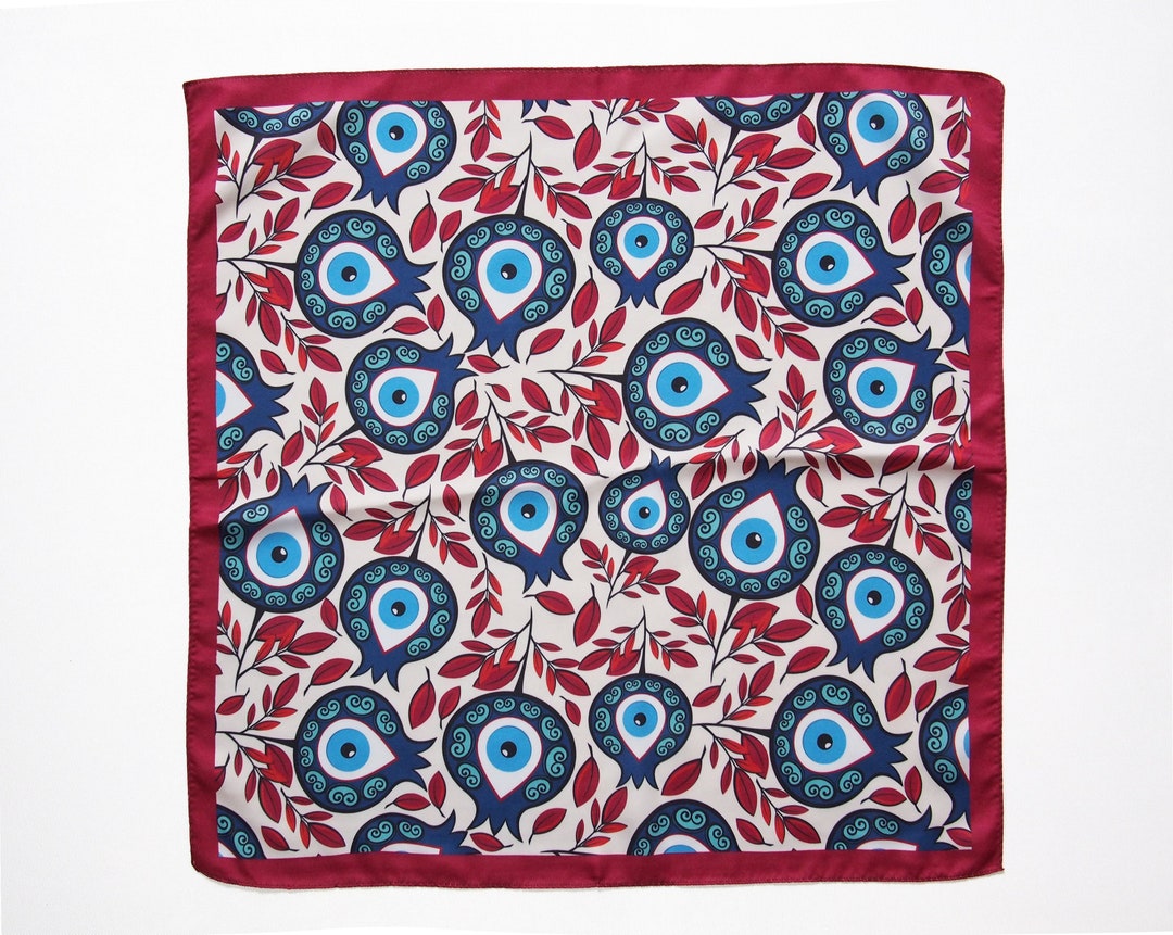 Evil Eye Bandana: Pomegranate Print Scarf, Turkish Design (46x46cm) - Etsy