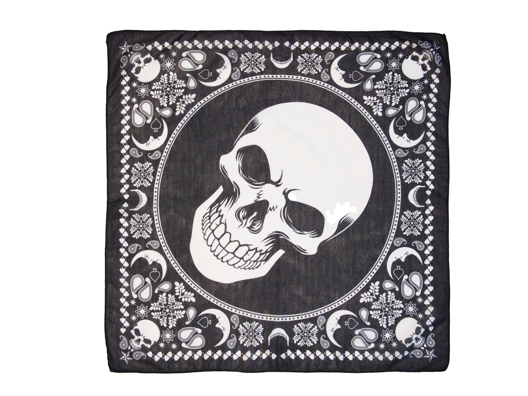 Skull Print Cotton Bandana: Gothic Rocker Fashion Scarf - Etsy