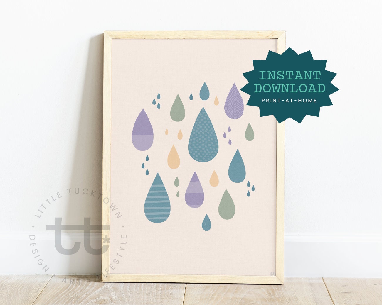 Pastel Raindrops | DIGITAL DOWNLOAD Kids Wall Art, Toddler Playroom ...
