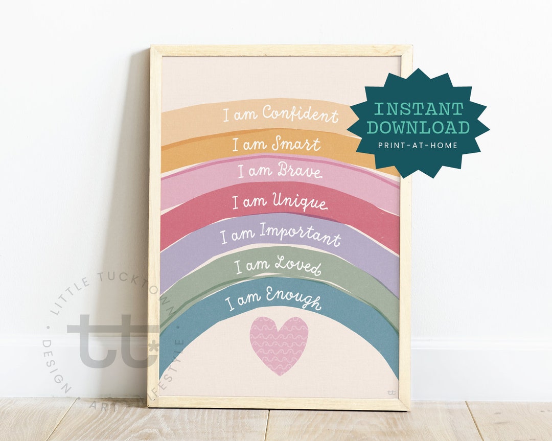 Rainbow Affirmations | DIGITAL DOWNLOAD Kids Wall Art, Toddler Playroom ...