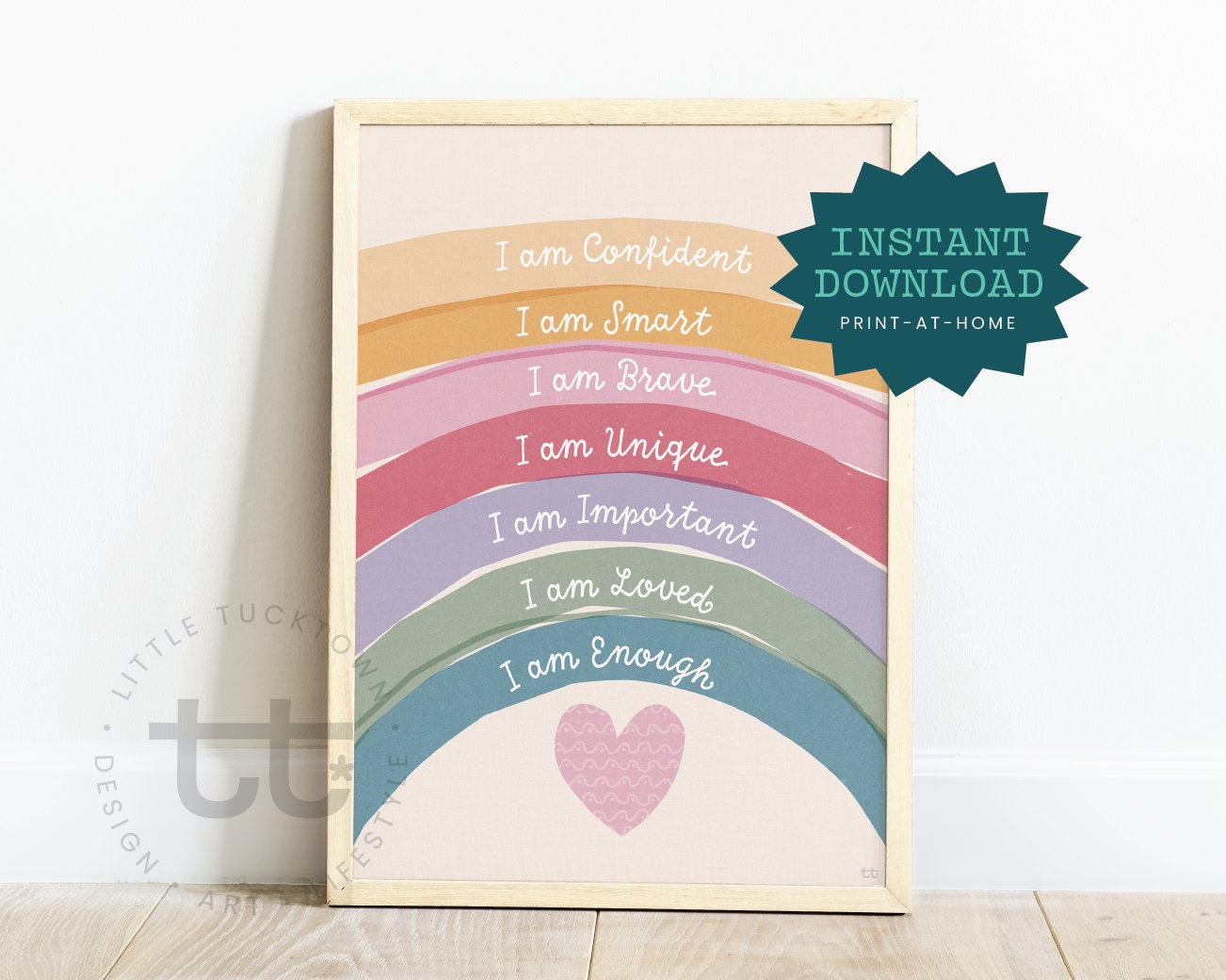 Rainbow Affirmations DIGITAL DOWNLOAD Kids Wall Art, Toddler Playroom ...