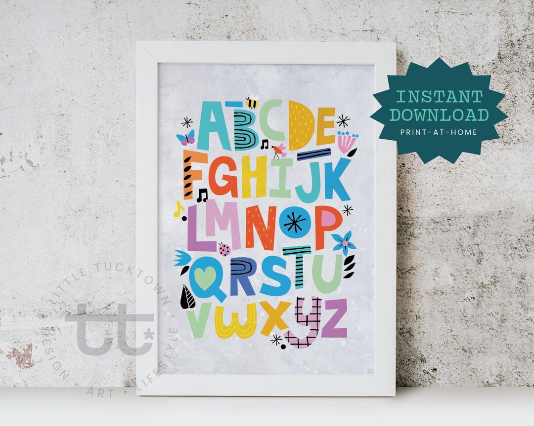 Colourful Abc | DIGITAL DOWNLOAD Kids Wall Art, Toddler Playroom Prints ...