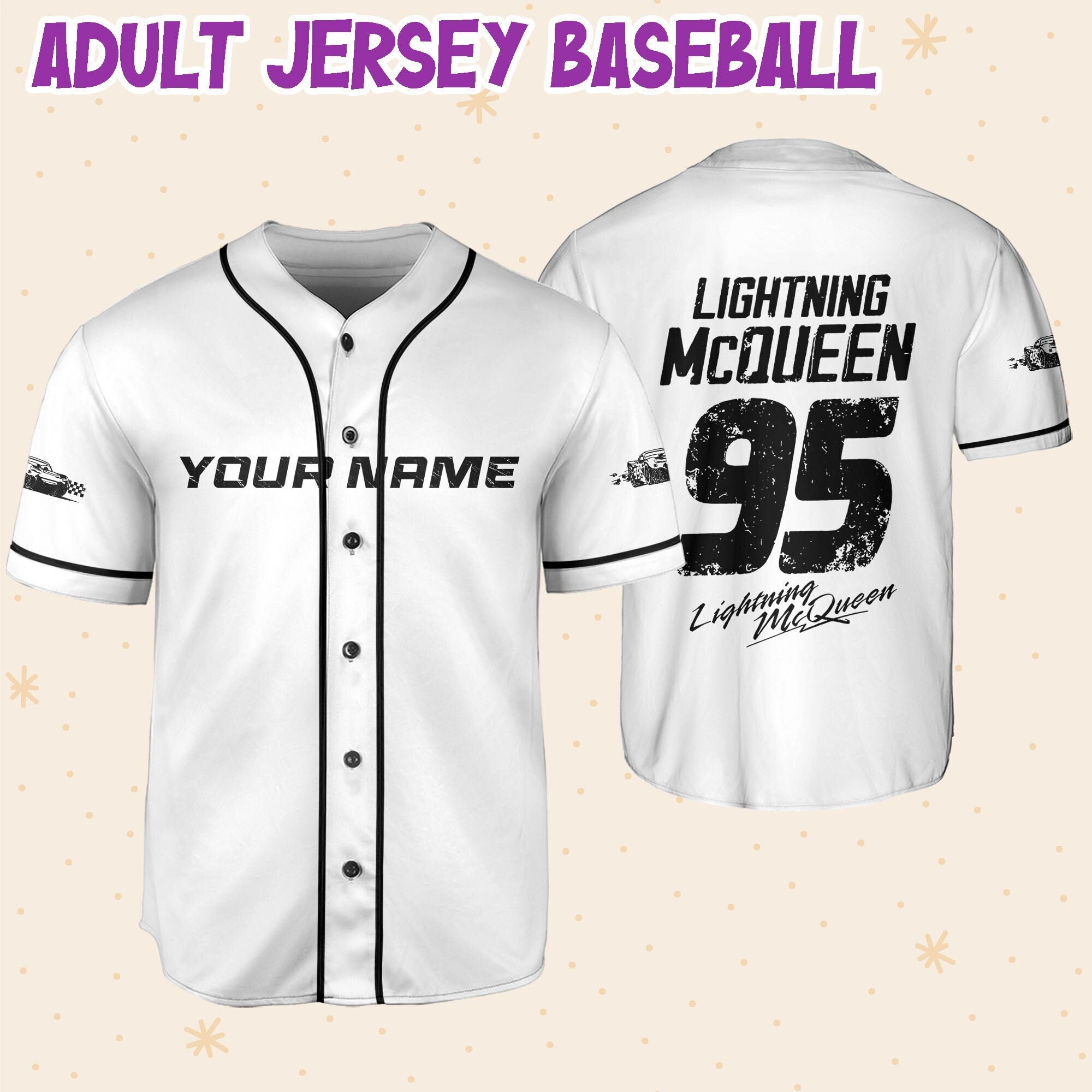 Personalize Cars Lightning McQueen Retro Rust-eze Symbol Baseball ...