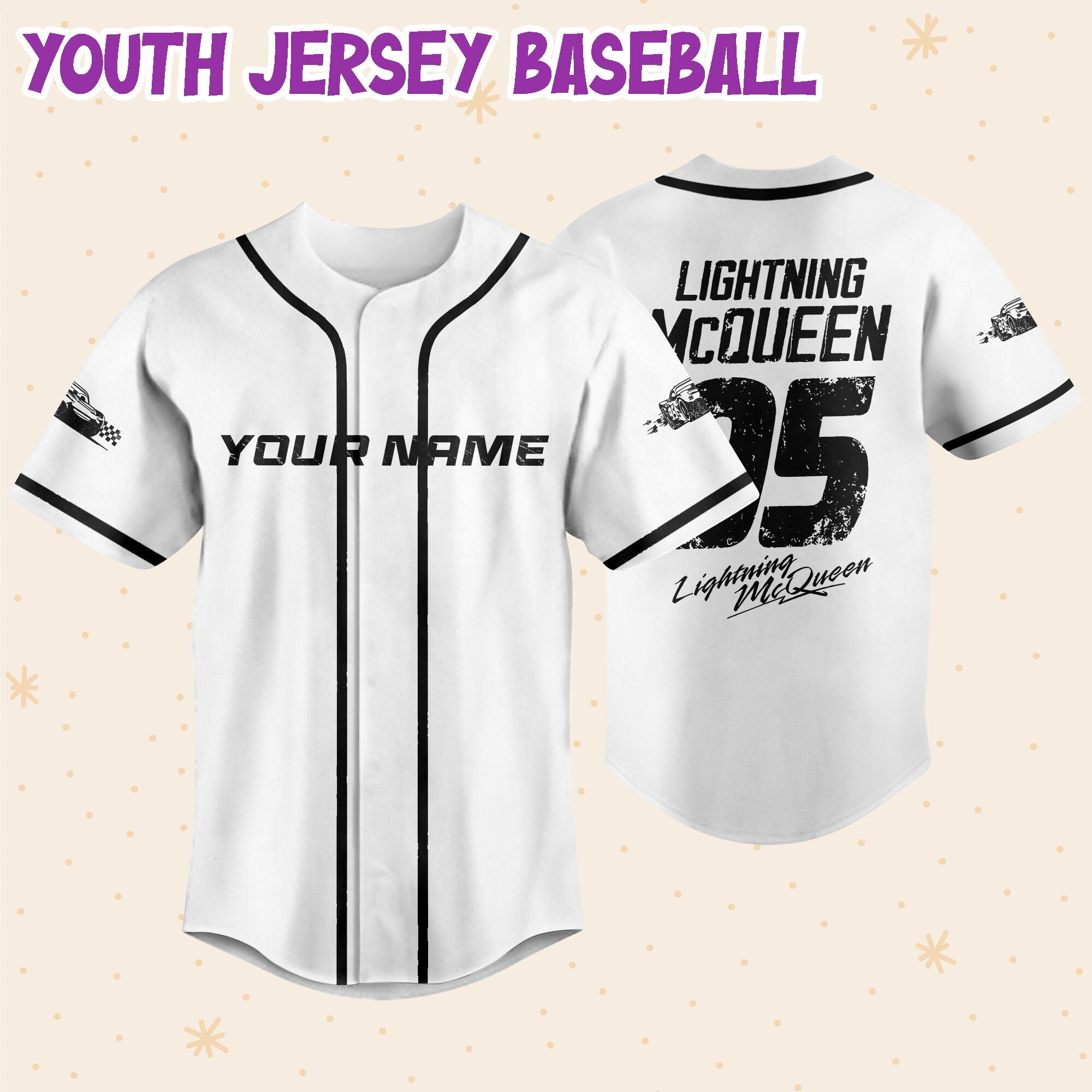 Personalize Cars Lightning McQueen Retro Rust-eze Symbol Baseball ...