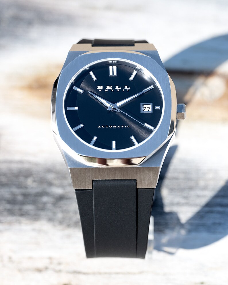 BELL S01 Stainless Steel Black Edition Automatic Watch With Silicone ...