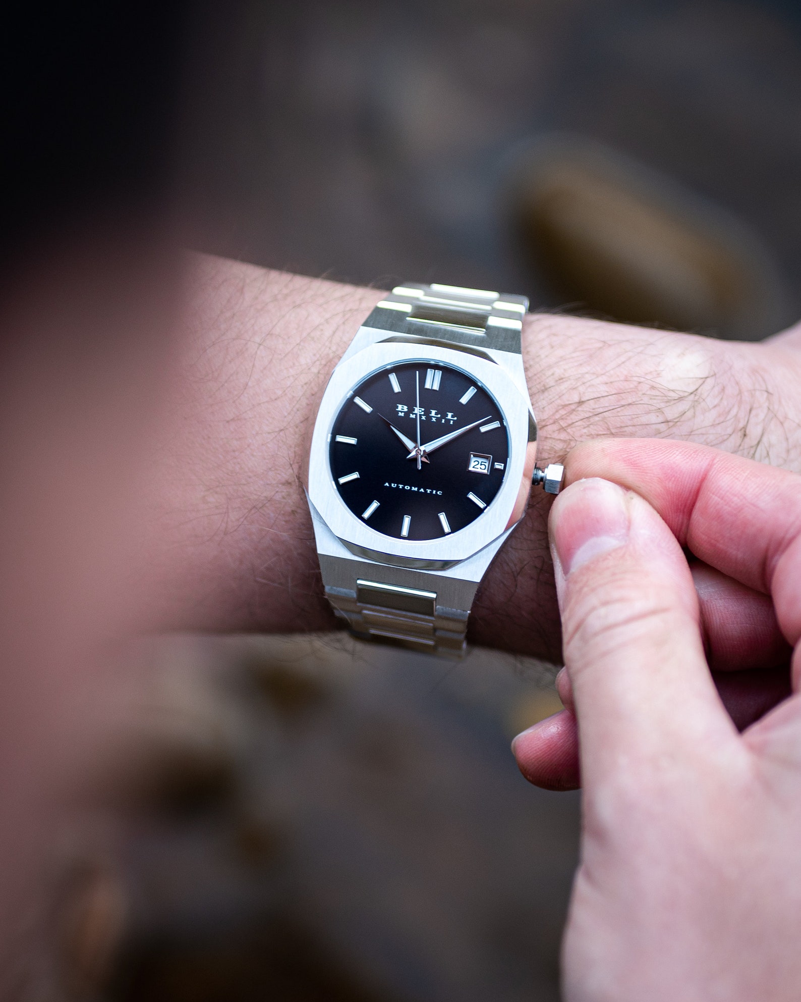 BELL S01 Stainless Steel Black Edition Automatic Watch With Integrated ...